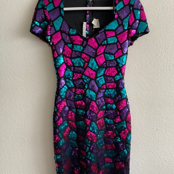 Vintage Pink Sequin Dress - Etsy