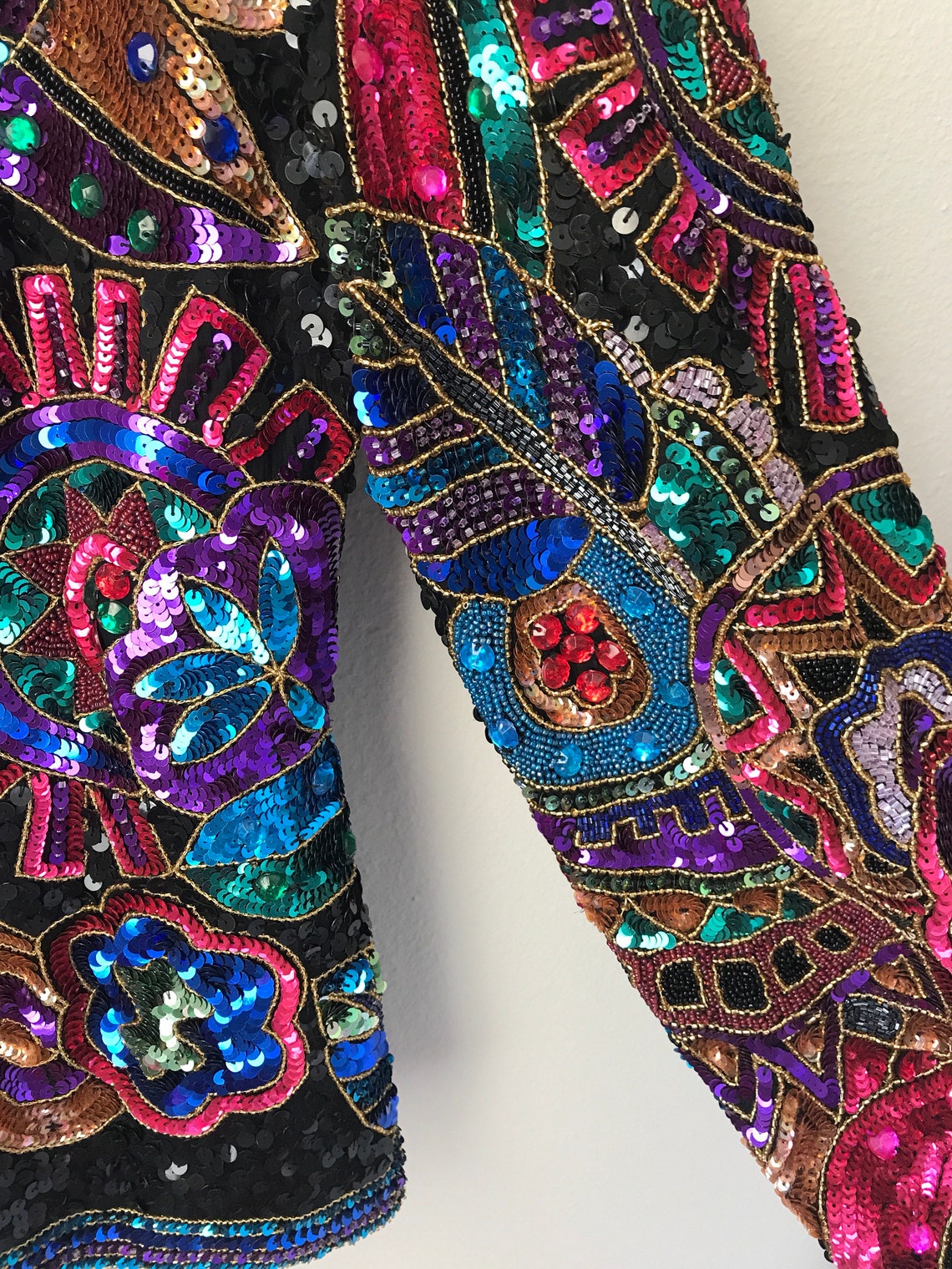 Large Vintage Beaded Long Sleeve Top Vintage Multicolored - Etsy