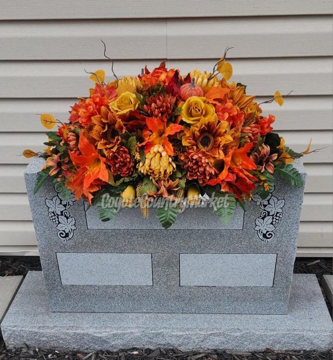 Orange Mustard Rust Fall Cemetery Headstone Saddle-grave Headstone ...