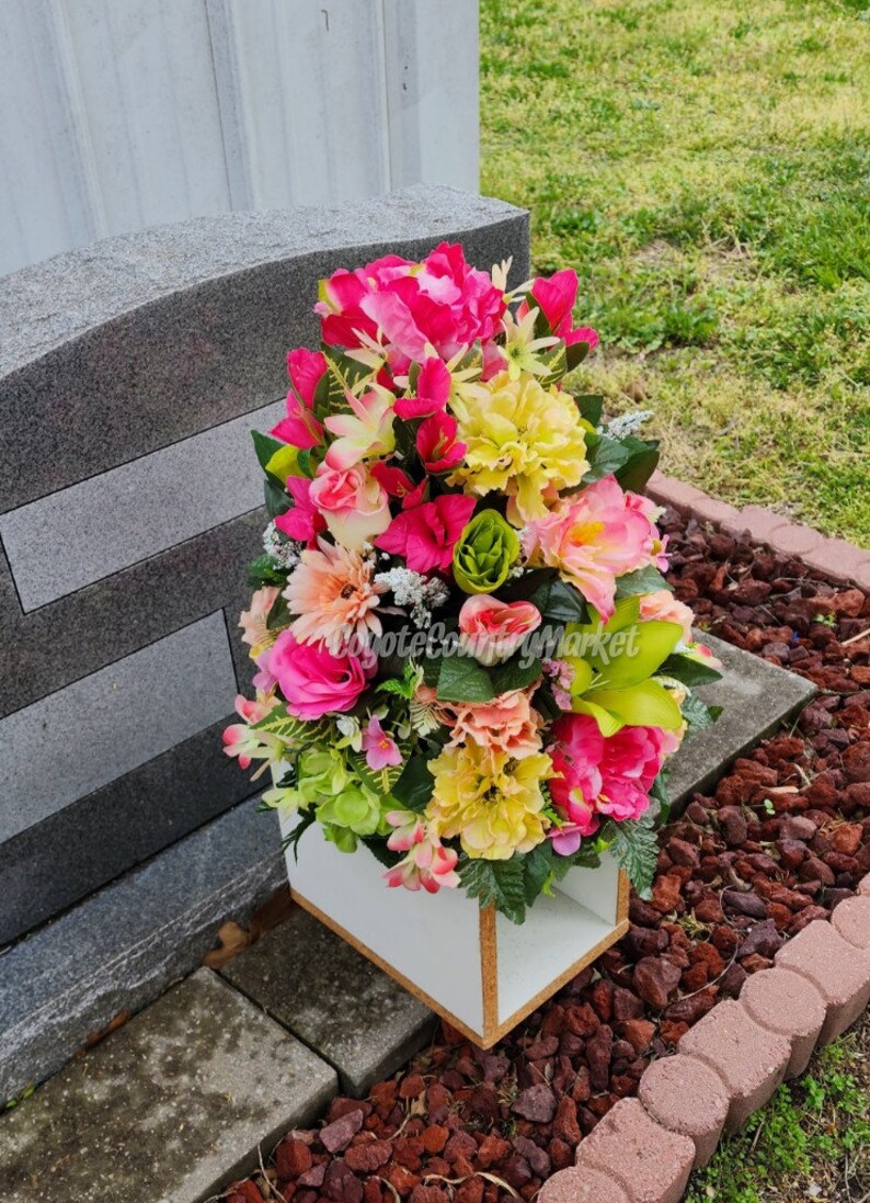 Hot Pink Peach Green Permanent Cemetery Vase Insert-vase Grave - Etsy