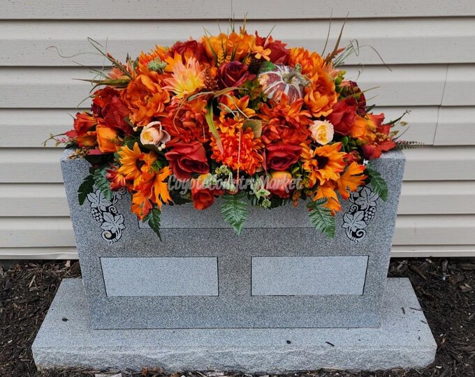 Fall Cemetery Headstone Saddle-dark Orange-rust Dark Red-fall Grave ...