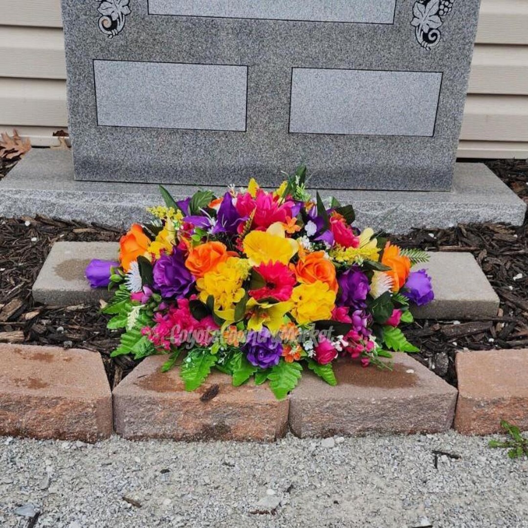 Bright Multi Colored Cemetery Ground Spray-grave Ground Flowers-grave ...