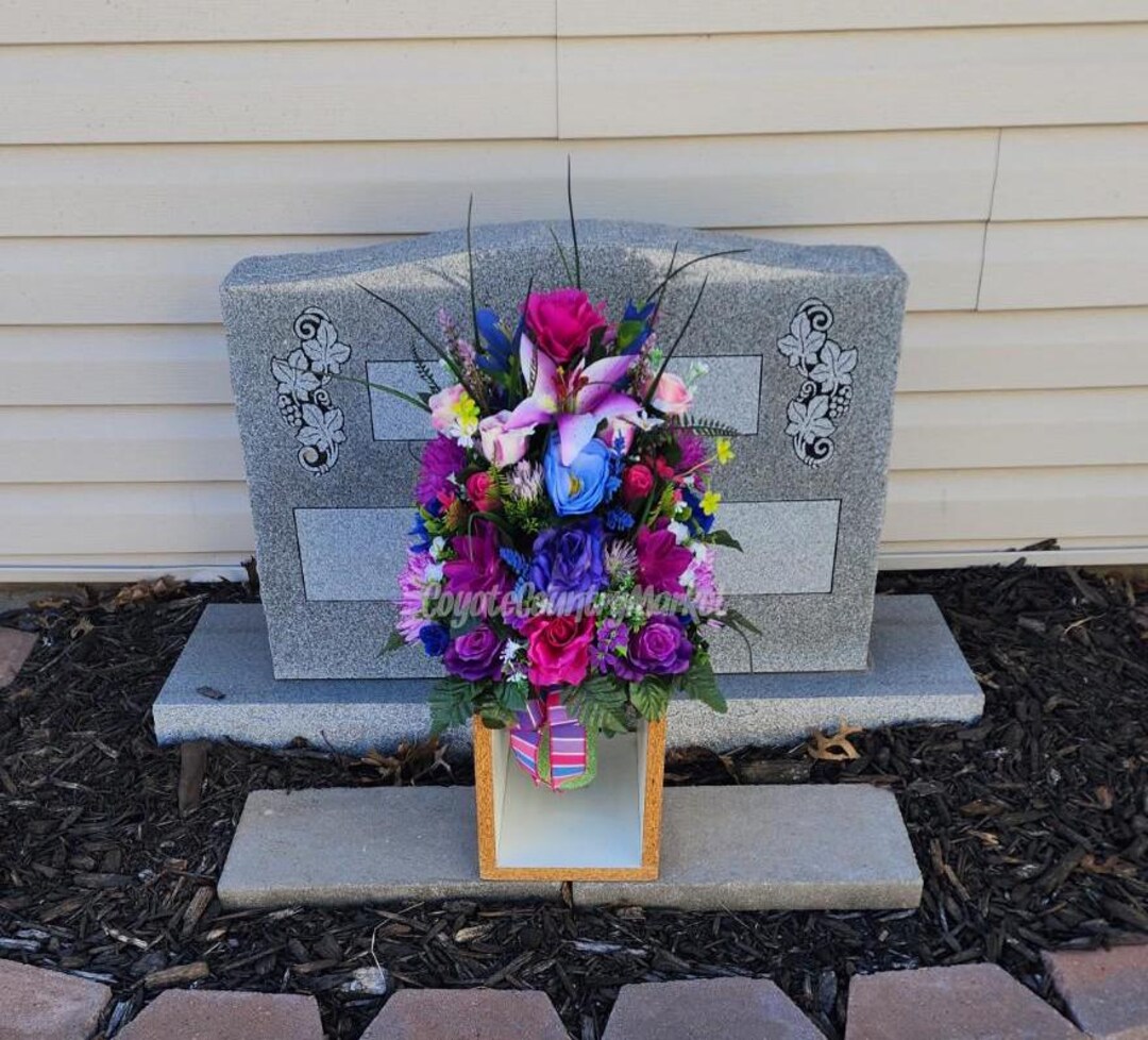 Blue Purple Pink Permanent Cemetery Vase Insert-side Grave Vase-vase ...