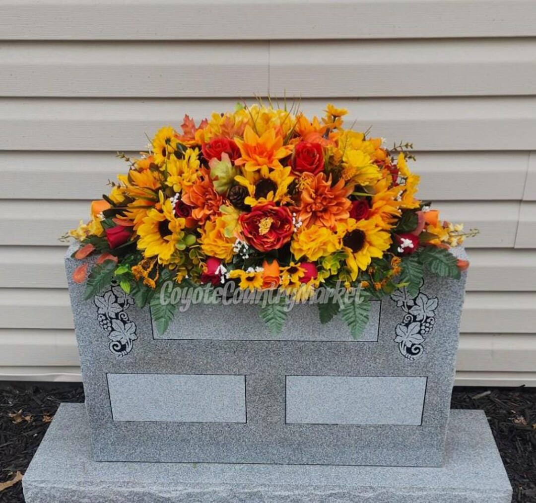 Yellow Red Orange Fall Cemetery Headstone Saddle-grave Headstone ...