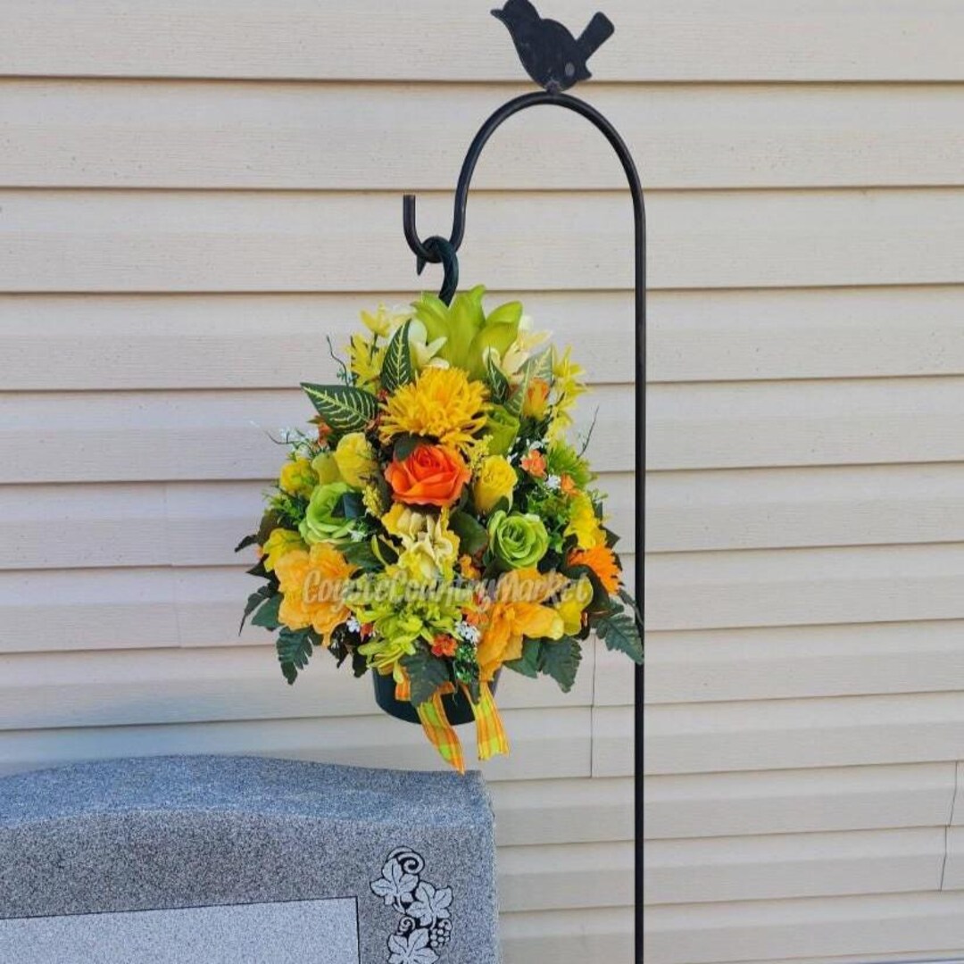 Yellow Orange Green Cemetery Hanging Basket-memorial Hanging Basket ...