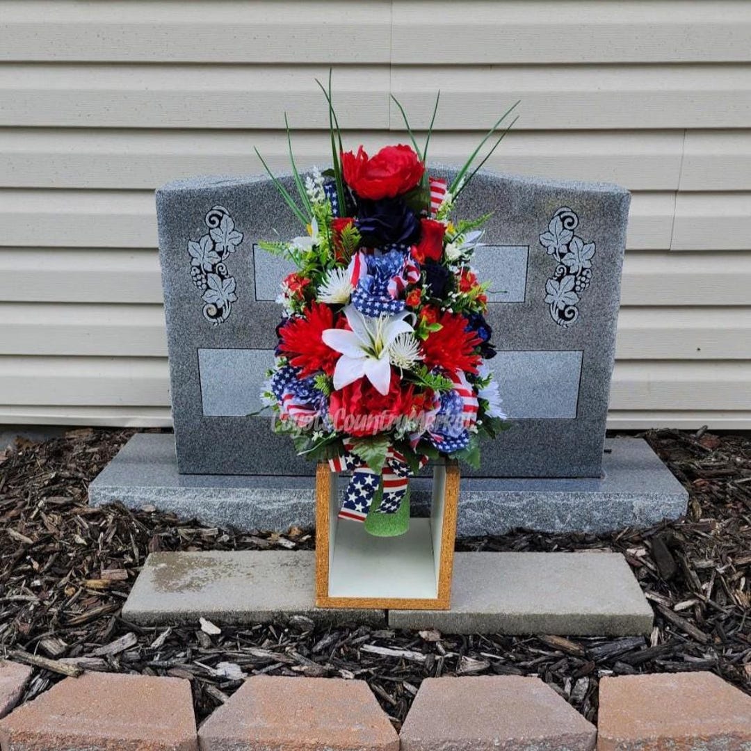 Red White Navy Cemetery Styrofoam Vase Insert-side Grave Vase-vase ...
