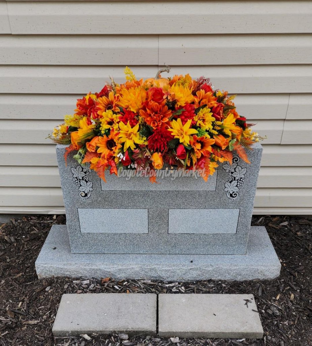 Fall Cemetery Headstone Saddle-red Yellow Orange-fall Grave Saddle ...