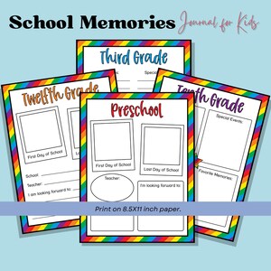 School Memories Journal Rainbow Colors Instant Download - Etsy