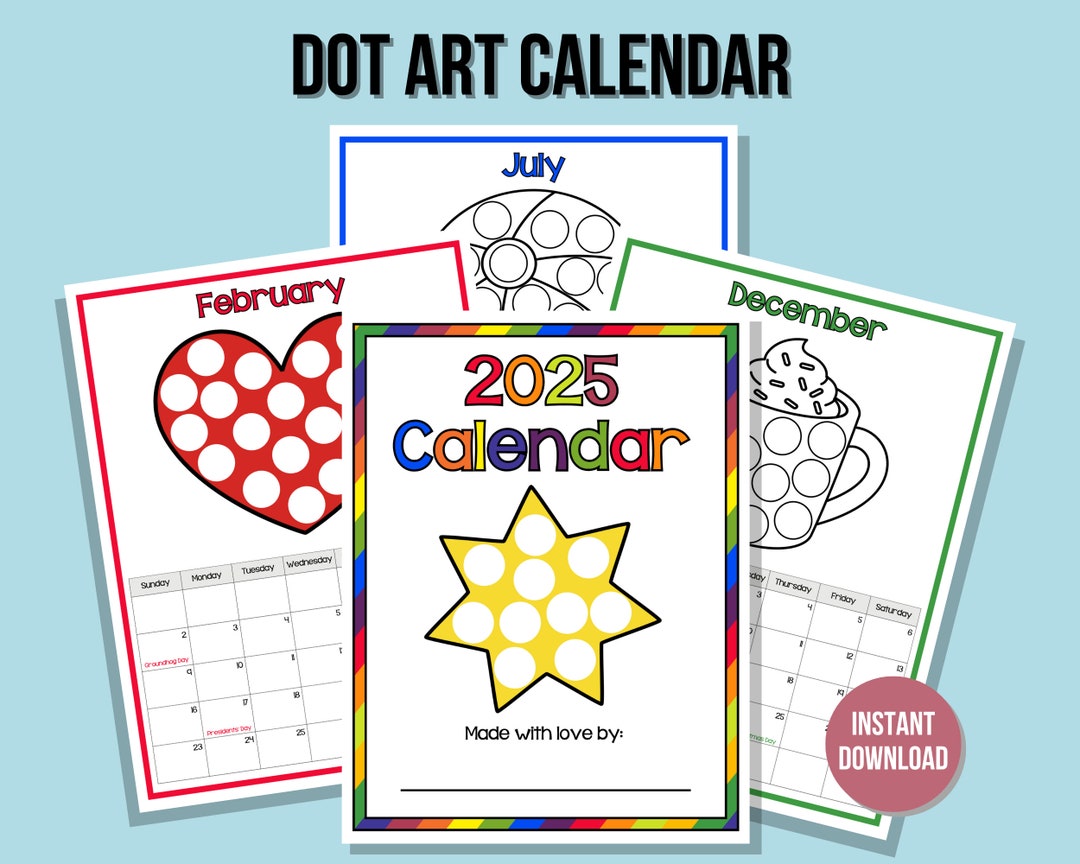 Dot Art Calendar for Kids, Gift for Kids to Make, Instant Download - Etsy