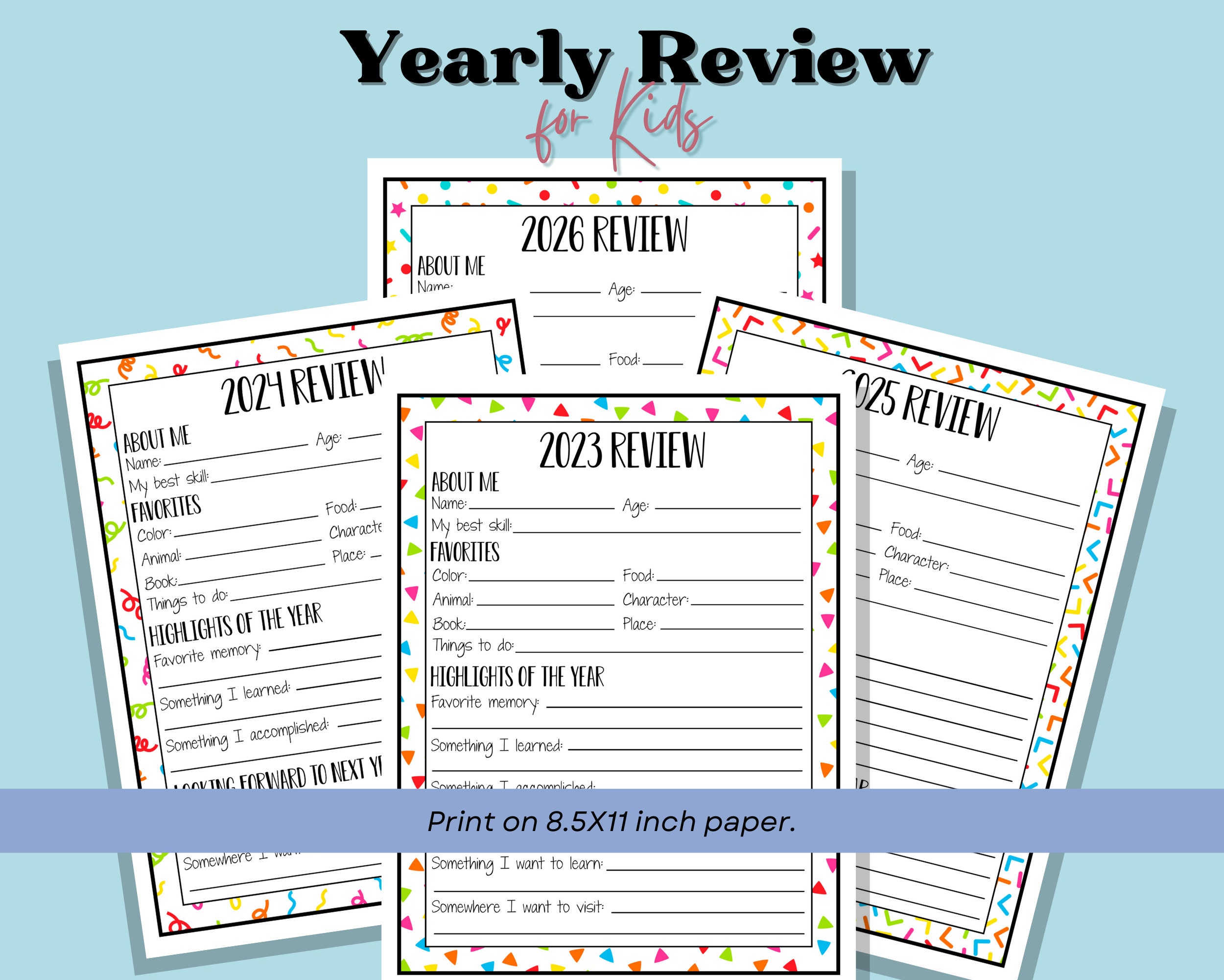 Yearly Review for Kids, New Year Activity, Instant Download - Etsy