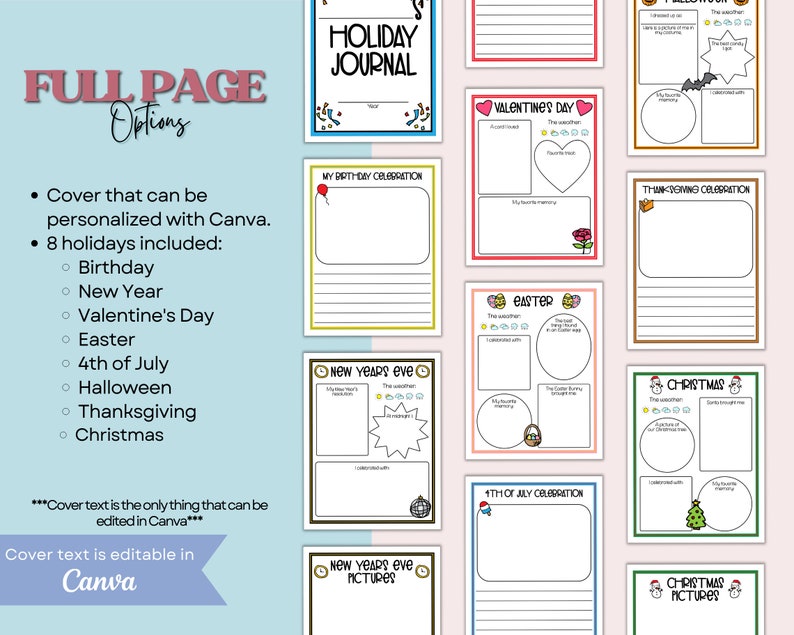 Kid's Holiday Journal, Instant Download - Etsy