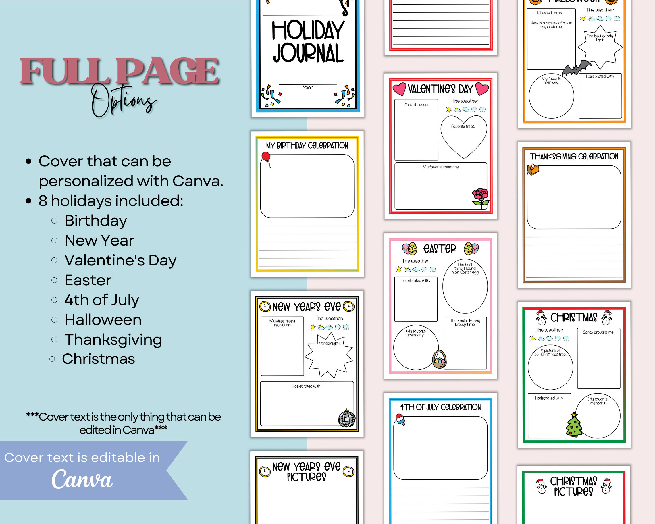 Kid's Holiday Journal, Instant Download - Etsy