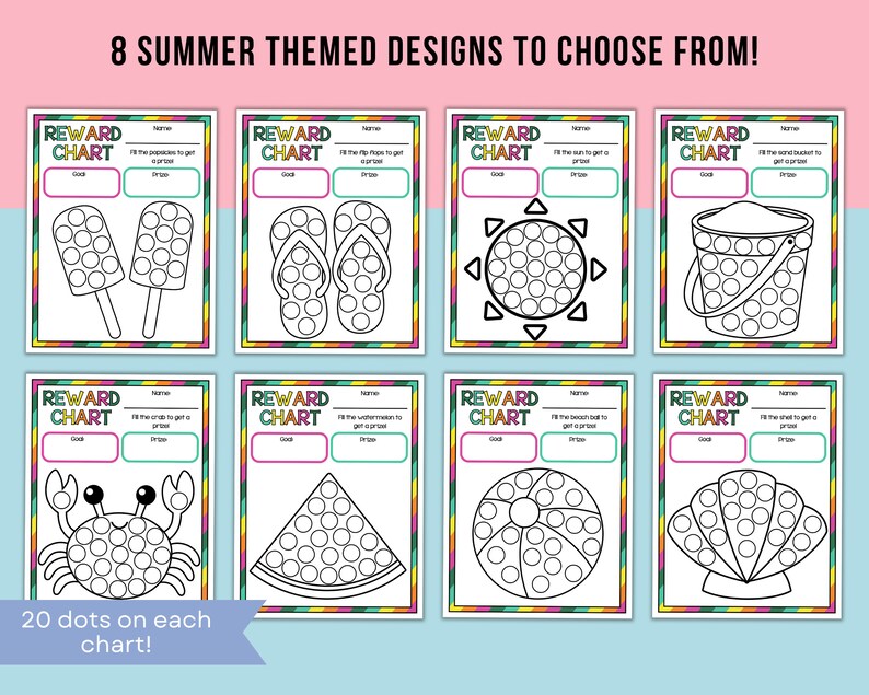 Reward Chart for Kids With Summer Theme, Instant Download - Etsy