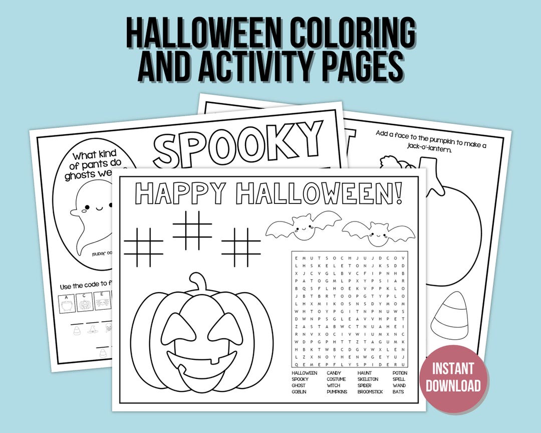 Halloween Coloring and Activity Sheets; Instant Download - Etsy