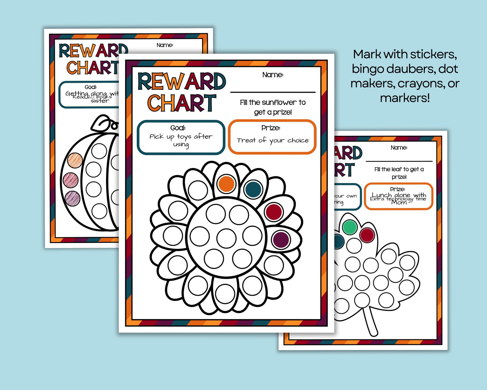 Reward Chart for Kids With Fall Theme, Instant Download - Etsy