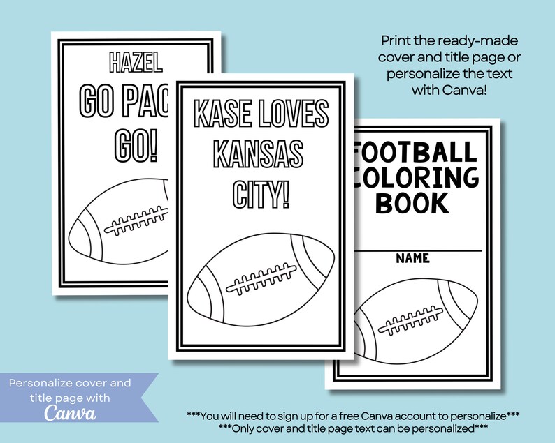 Football Coloring Book, Instant Download - Etsy