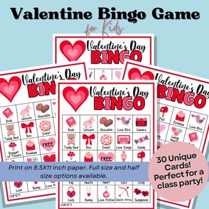 Valentine's Day Bingo Party Game for Kids, Instant Download - Etsy