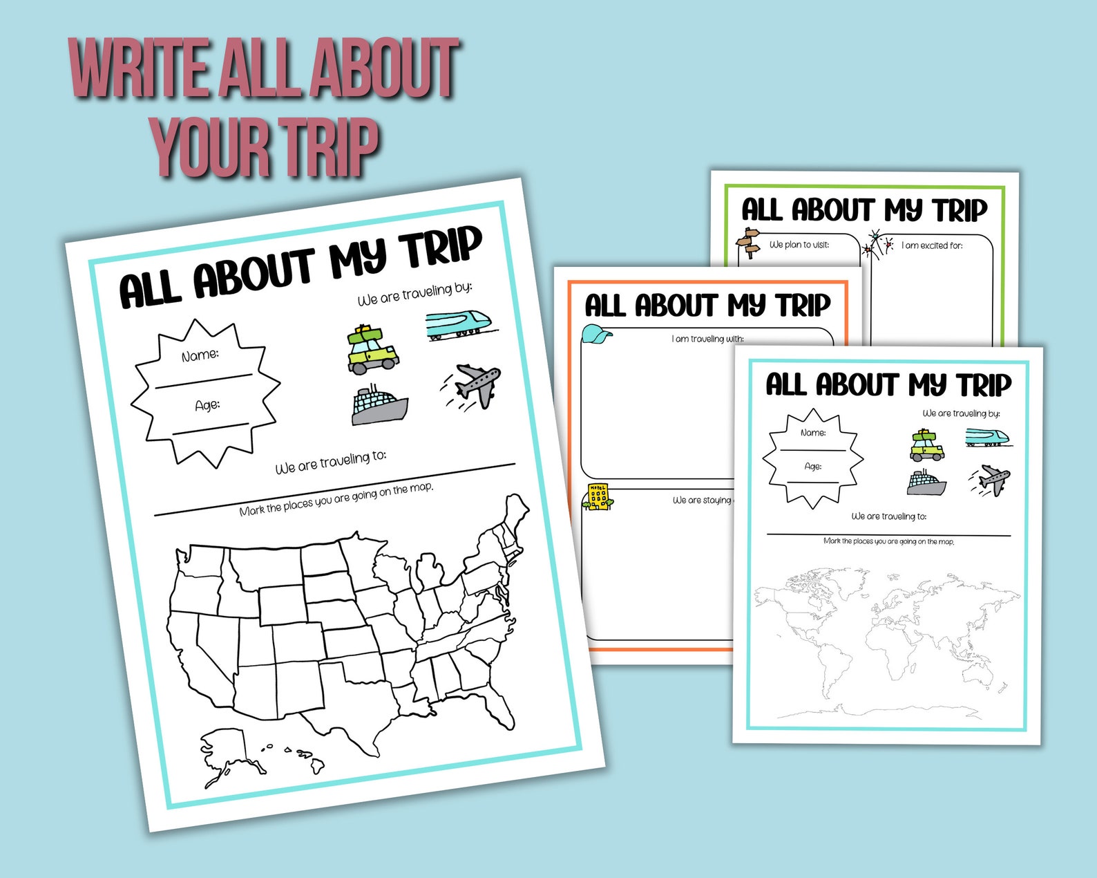 Kid's Printable Travel Journal - Instant Download Adventure Log - Etsy