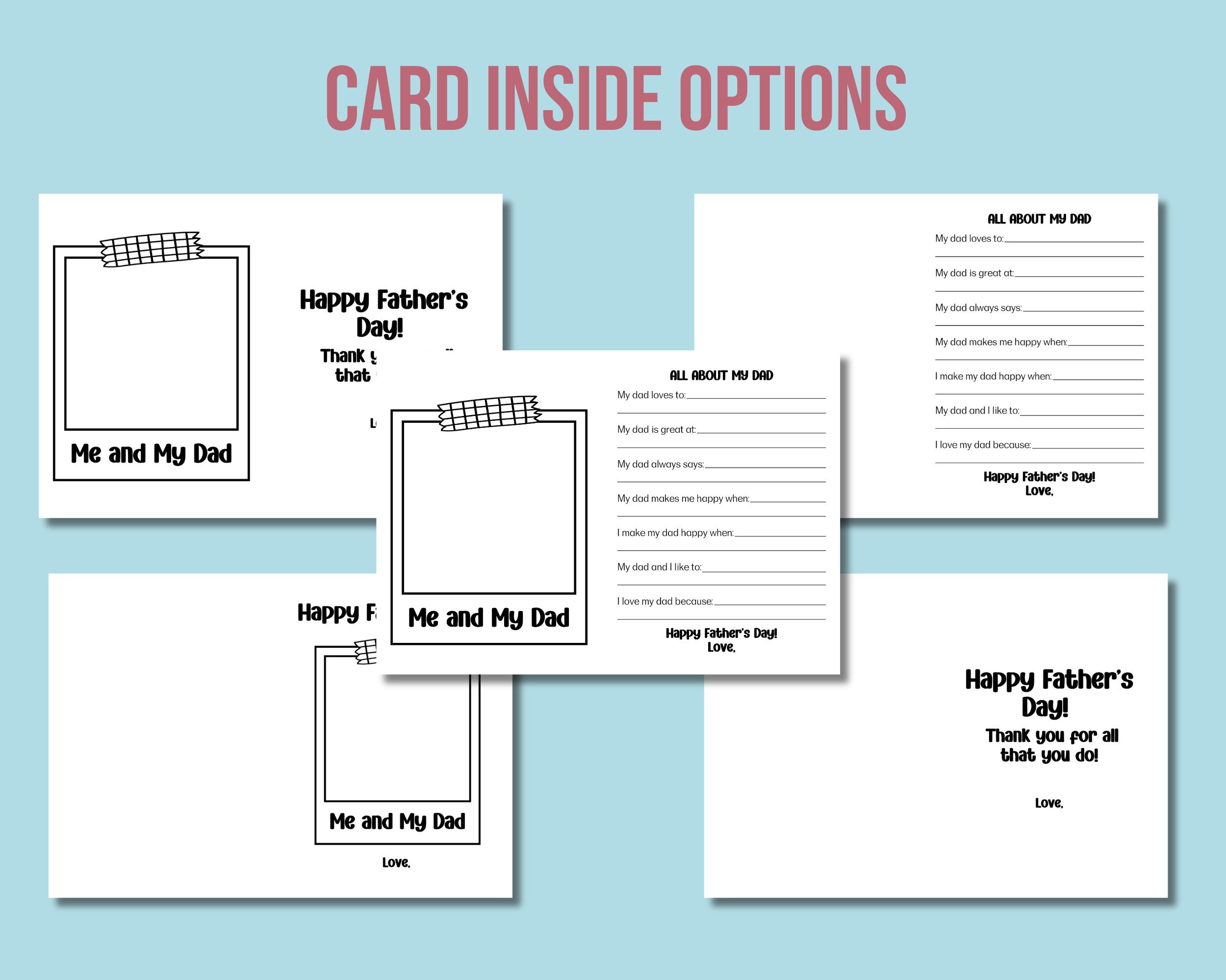 Creative Father's Day Cards, Printable DIY Design, Instant Download - Etsy