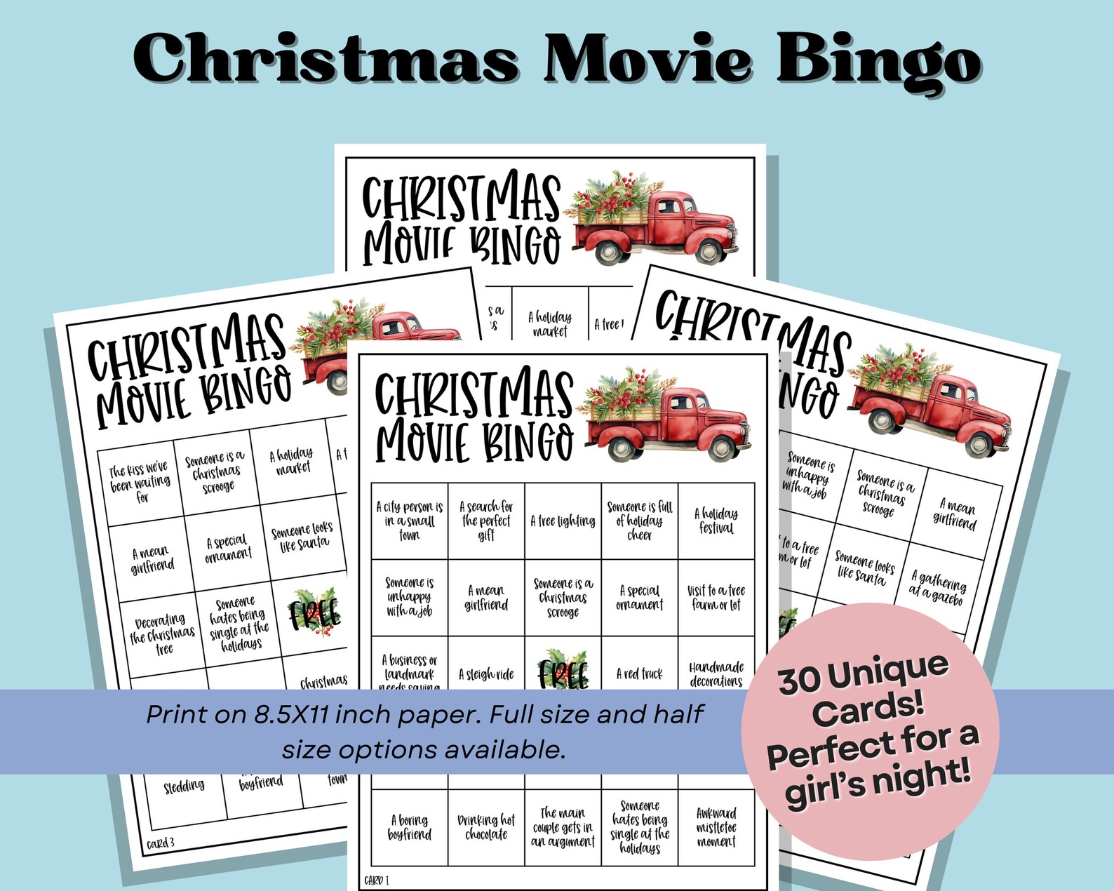 TV Christmas Movie Bingo, Instant Download - Etsy