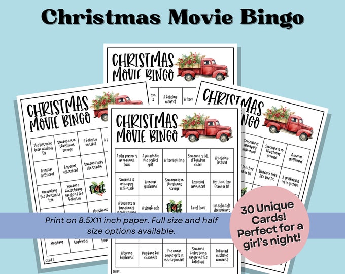 Christmas Movie Bingo Cards Set of 4 Digital Download set A - Etsy
