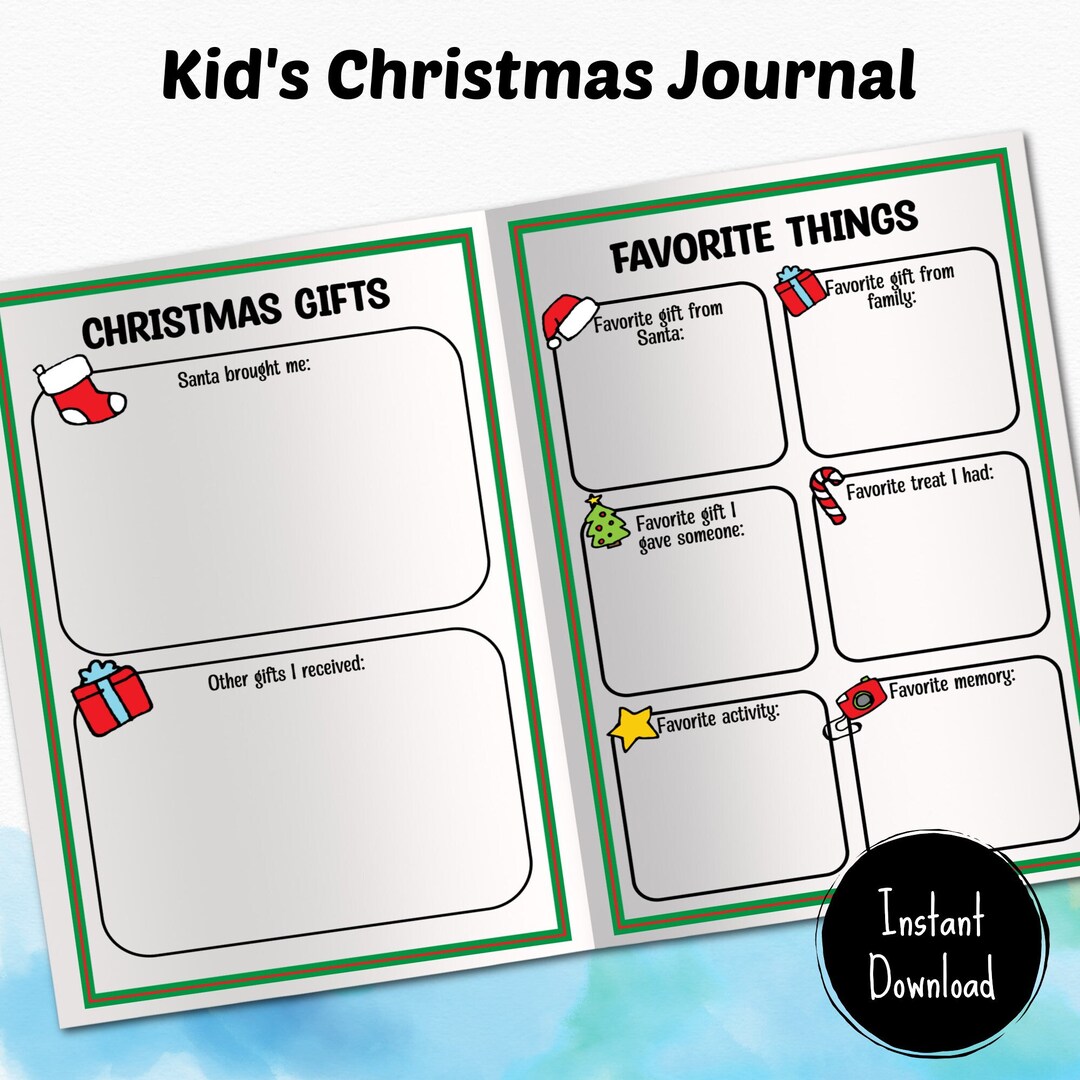 Kid's Christmas Journal Instant Download - Etsy