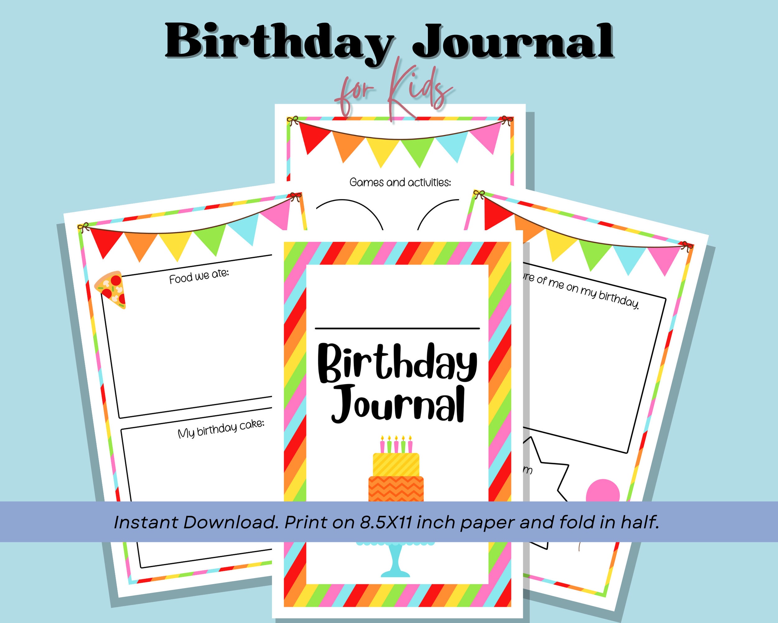Kid's Birthday Journal, Personalize With Canva, Instant Download - Etsy