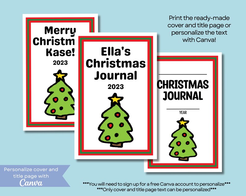 Kid's Christmas Journal, Instant Download - Etsy