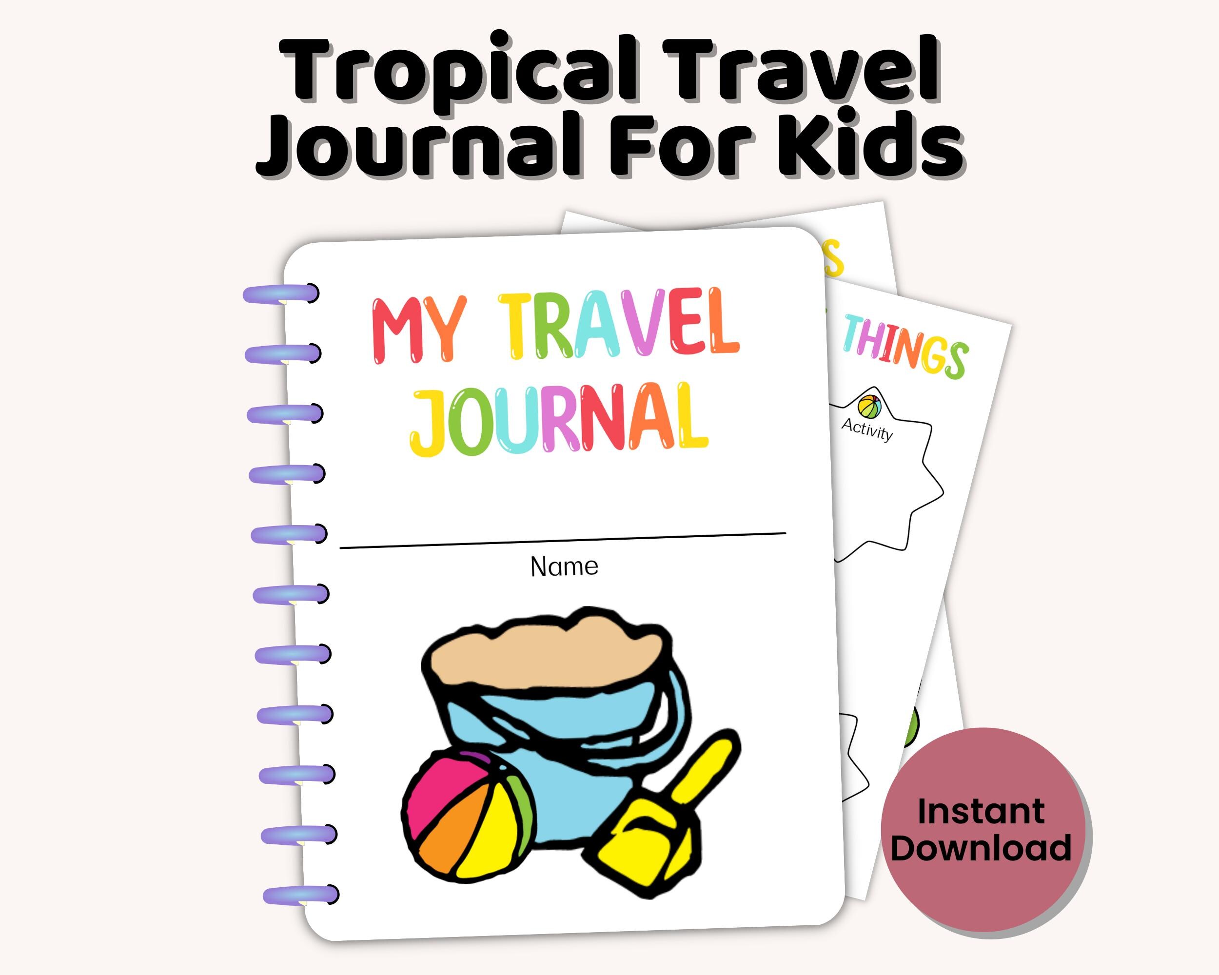 Kid's Travel Journal With Tropical Theme, Spring Break Journal, Instant ...