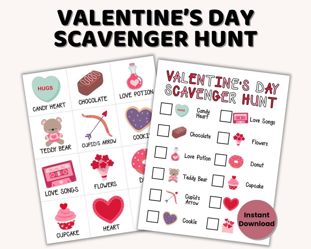 Valentine's Day Scavenger Hunt, Instant Download - Etsy