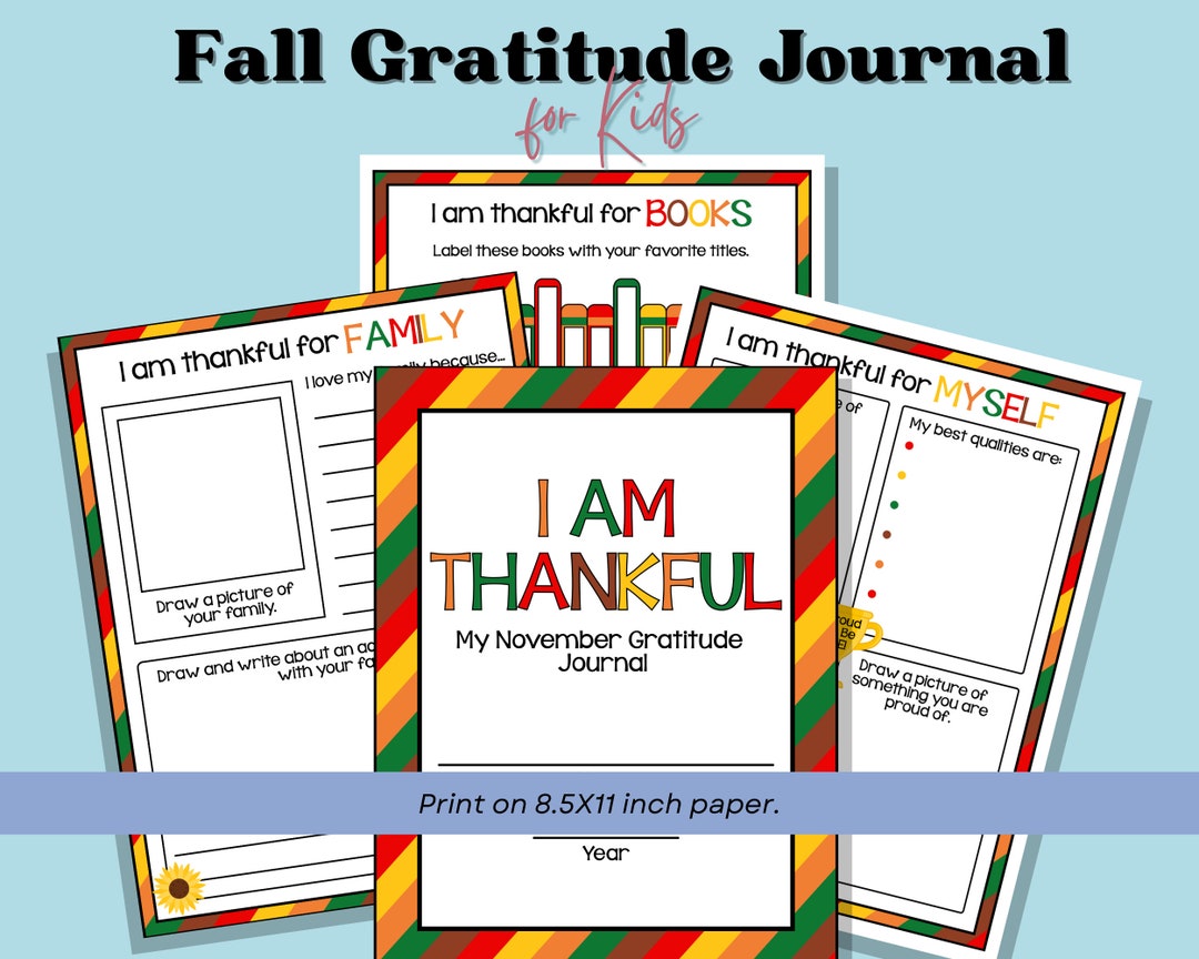 Fall Gratitude Journal for Kids; Thanksgiving Journal; Instant Download ...