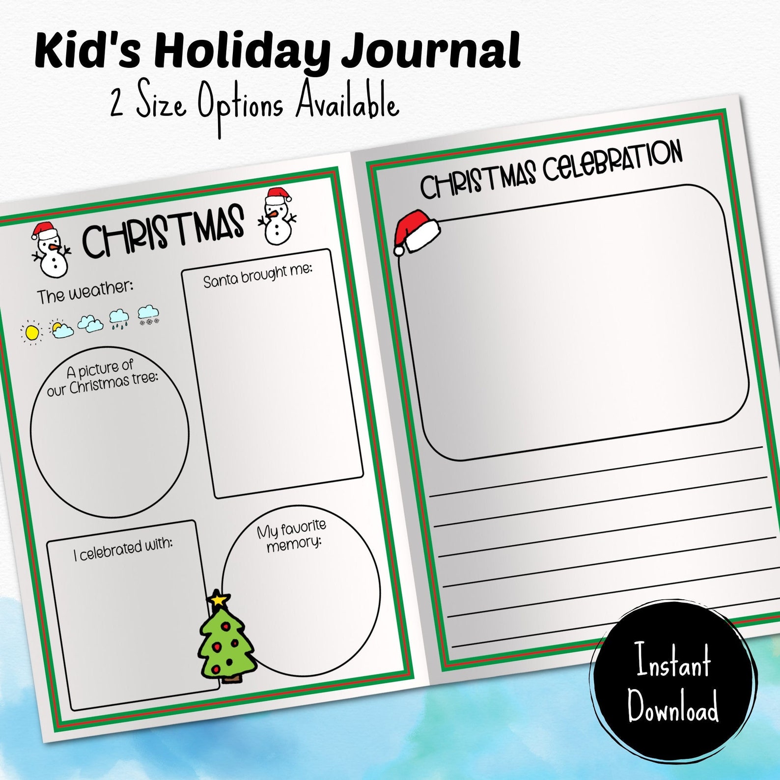 Kid's Holiday Journal Instant Download - Etsy