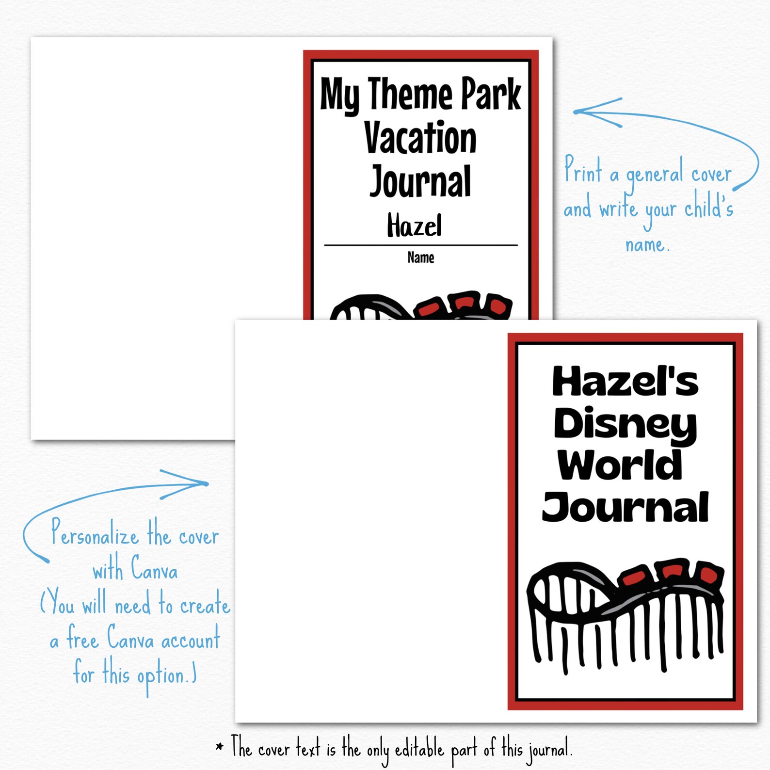 Kid's Theme Park Vacation Journal Florida Vacation - Etsy
