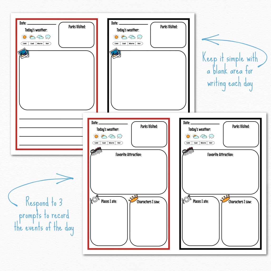 Kid's Theme Park Vacation Journal Florida Vacation - Etsy