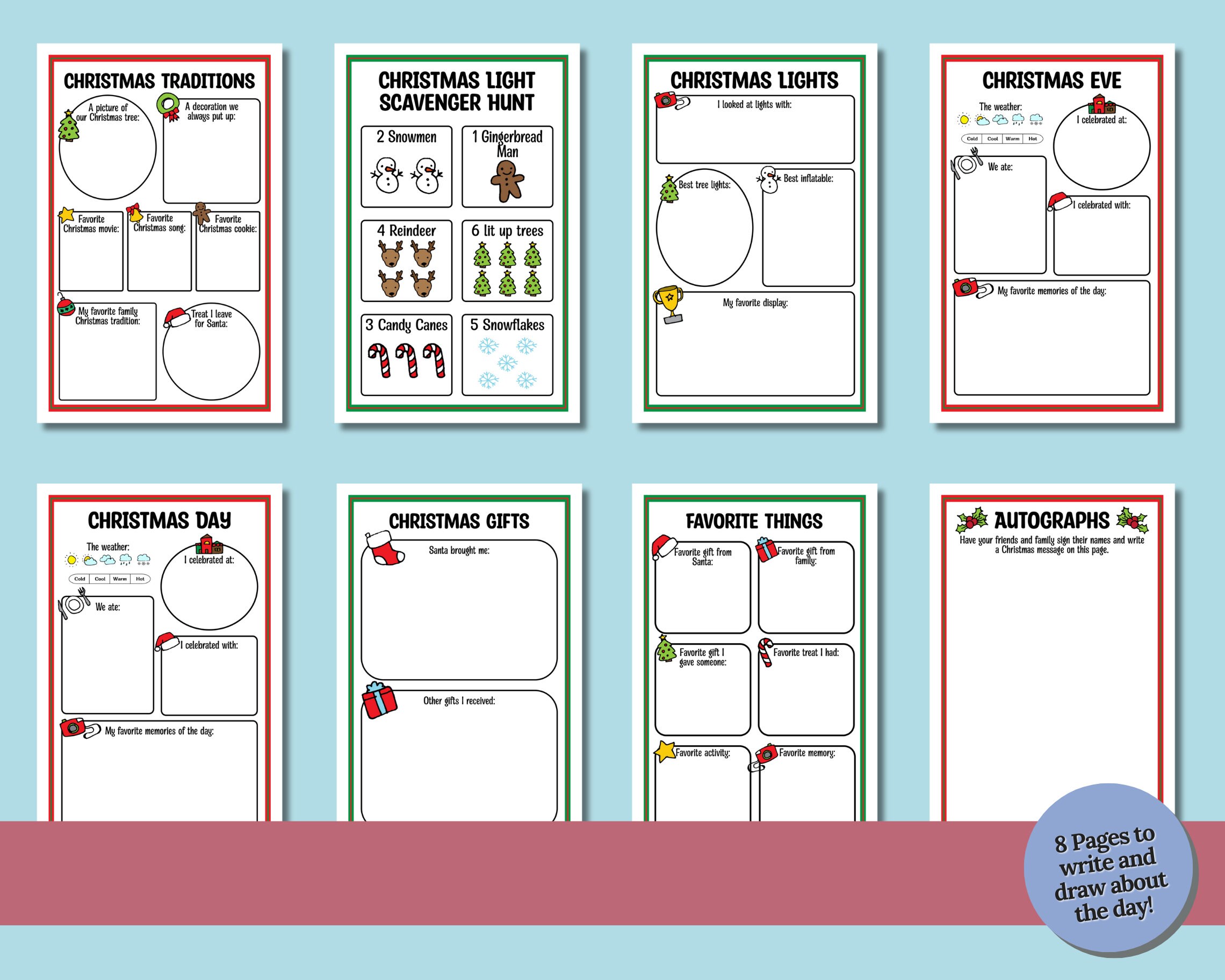 Kid's Christmas Journal, Instant Download - Etsy