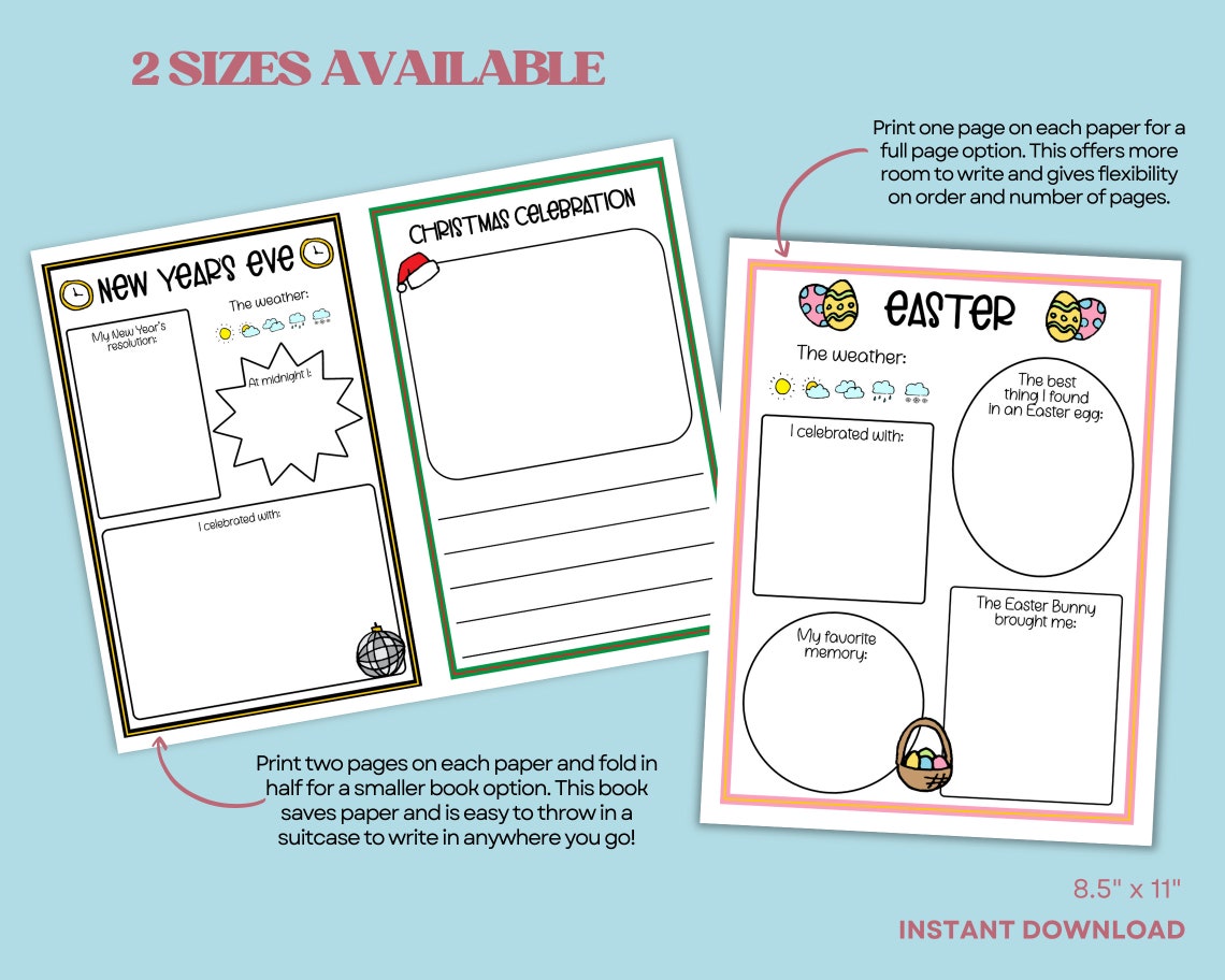 Kid's Holiday Journal, Instant Download - Etsy