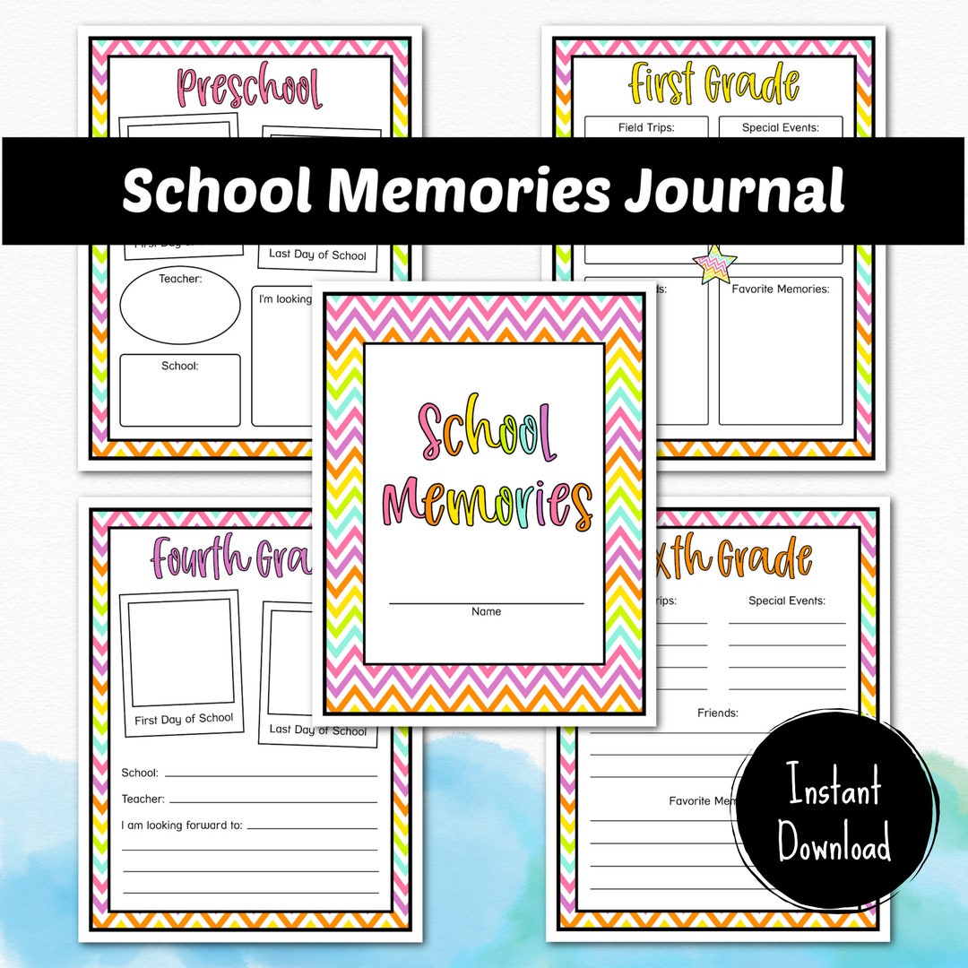 School Memories Journal Bright Colors Instant Download - Etsy