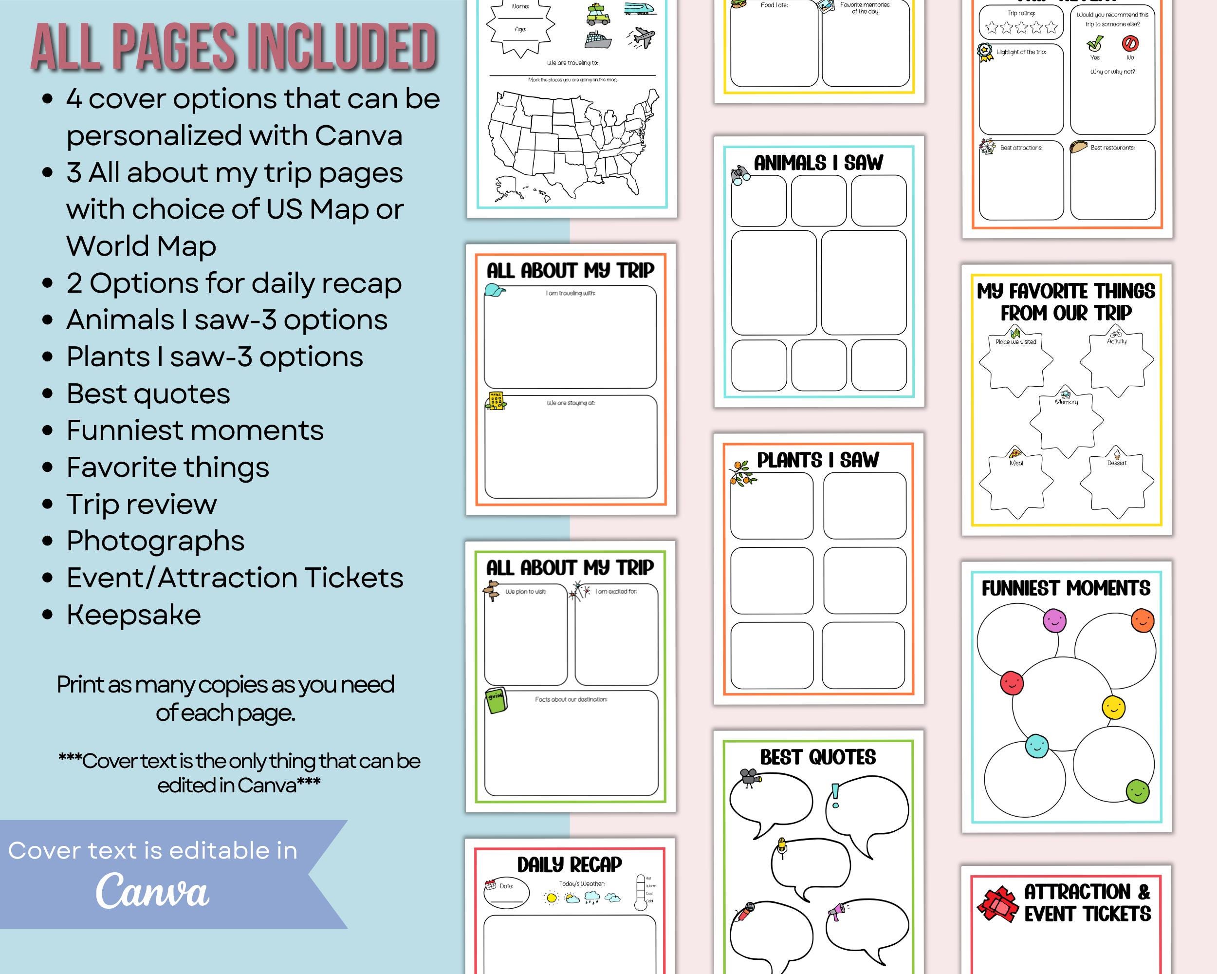 Kid's Travel Journal, Instant Download - Etsy