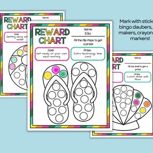 Reward Chart for Kids With Summer Theme, Instant Download - Etsy
