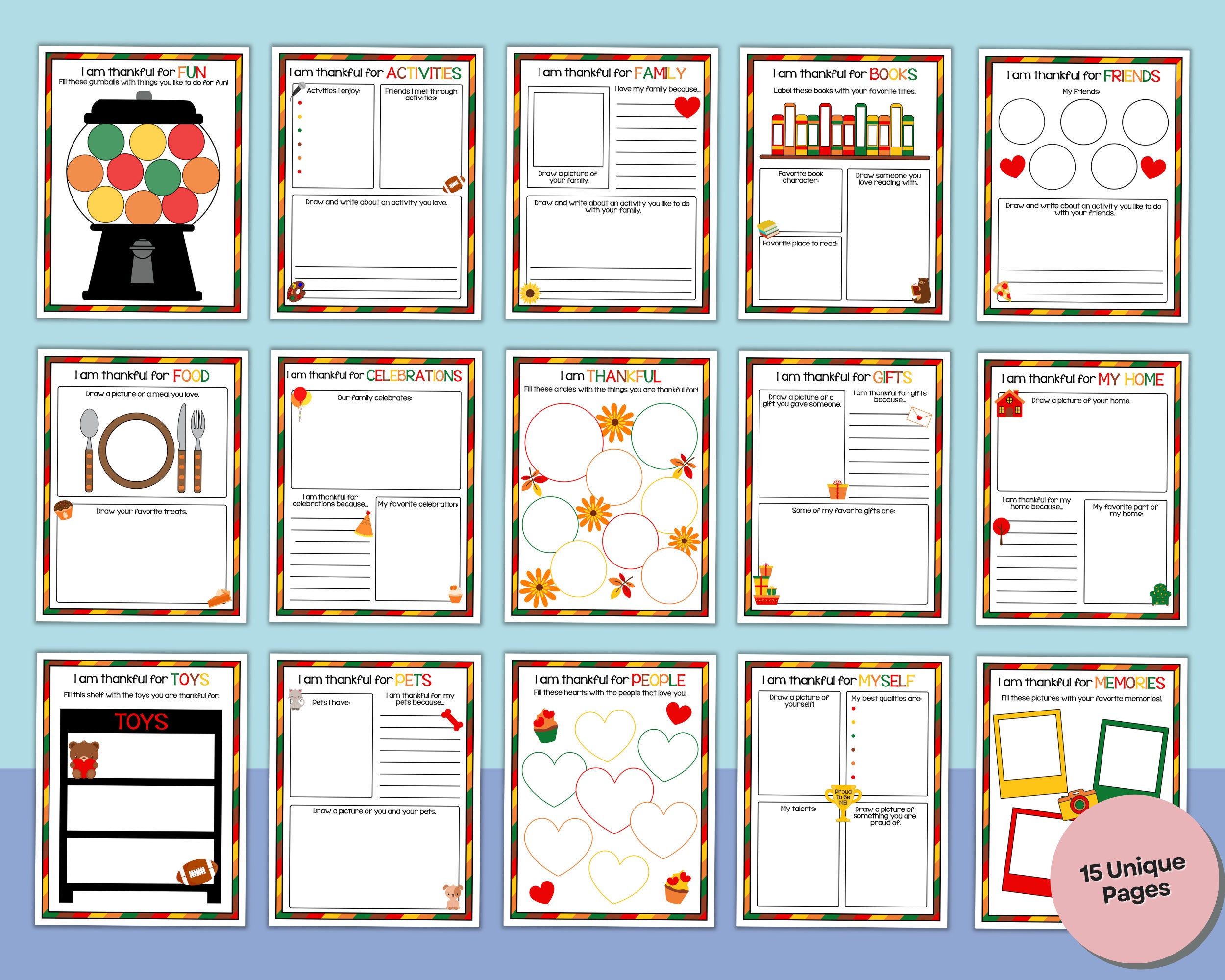 Fall Gratitude Journal for Kids; Thanksgiving Journal; Instant Download ...