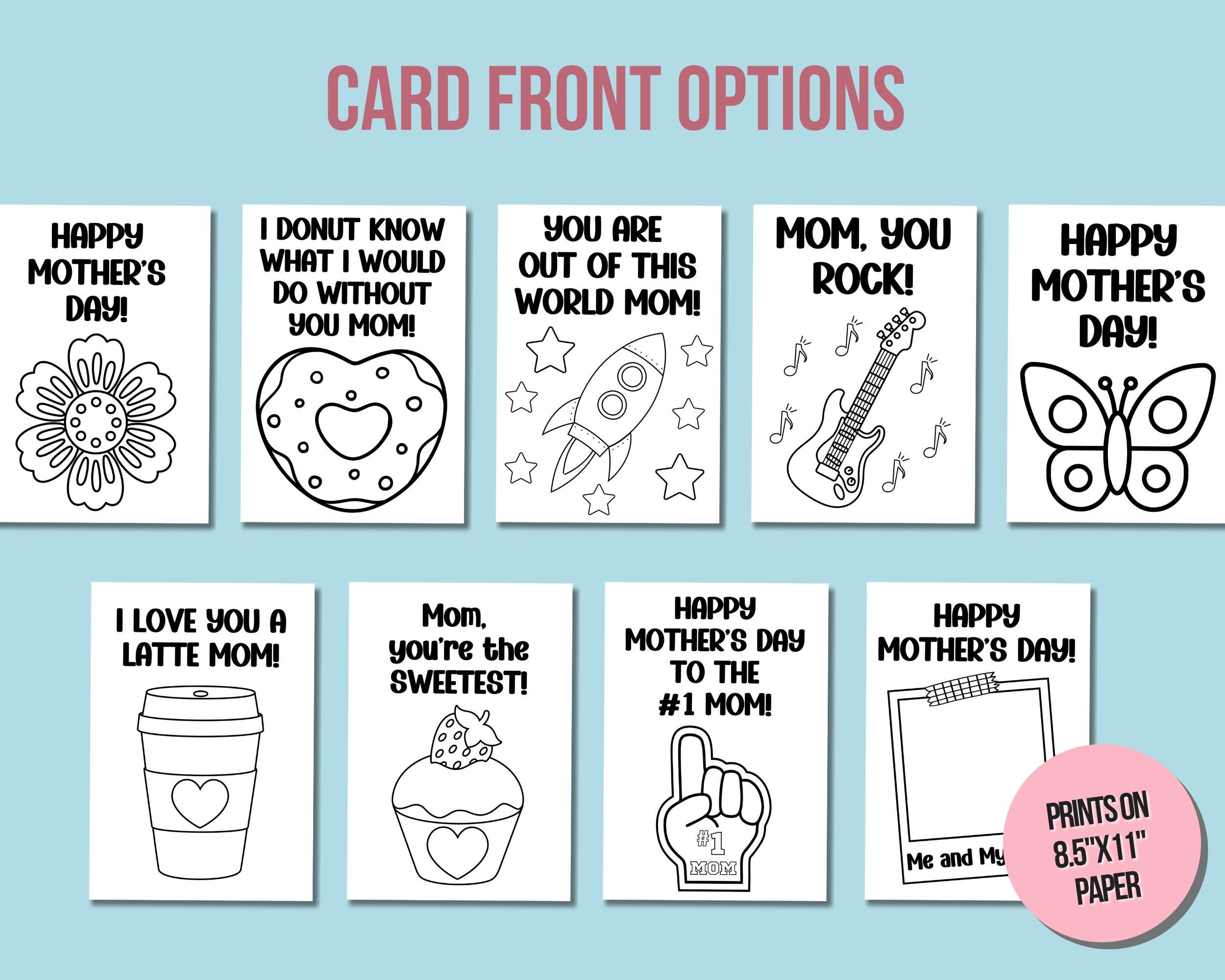 Printable Mother's Day Cards for Kids, DIY Color and Personalize for ...