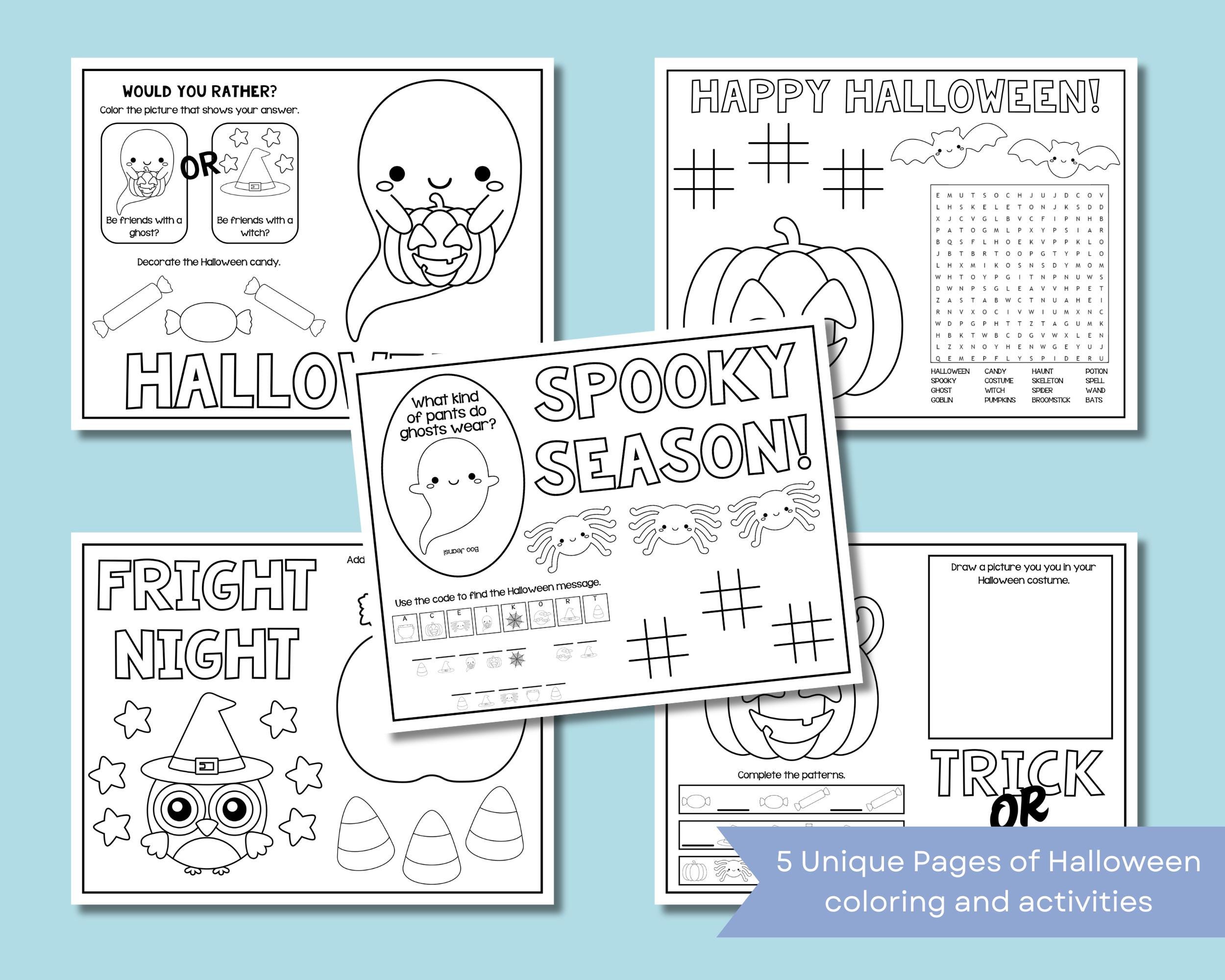 Halloween Coloring and Activity Sheets; Instant Download - Etsy