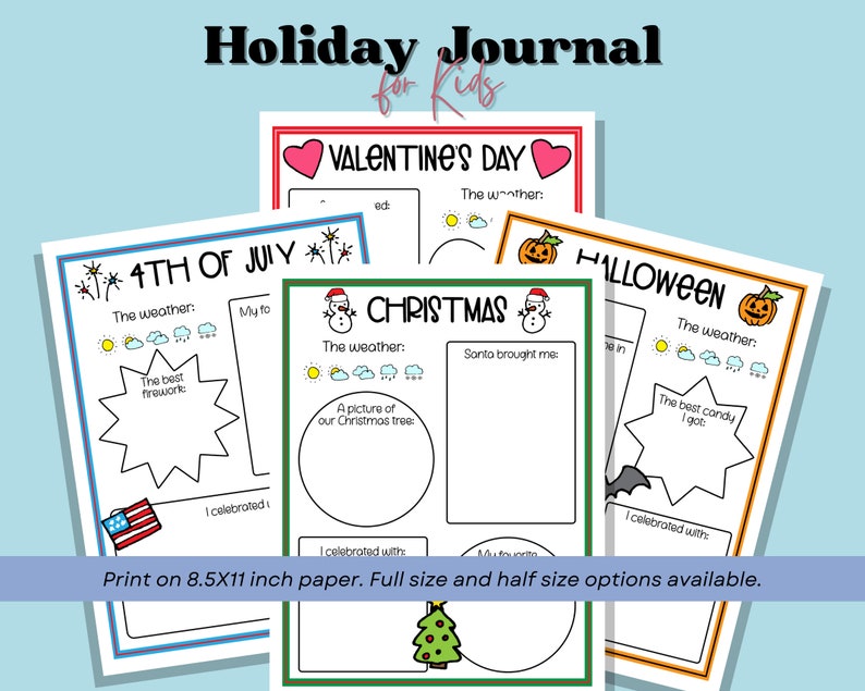 Kid's Holiday Journal, Instant Download - Etsy