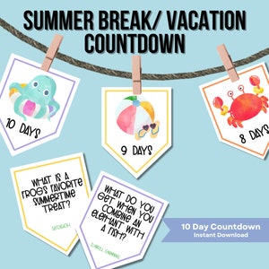 Vacation or Summer Break Countdown, Kid's Jokes, Instant Download - Etsy