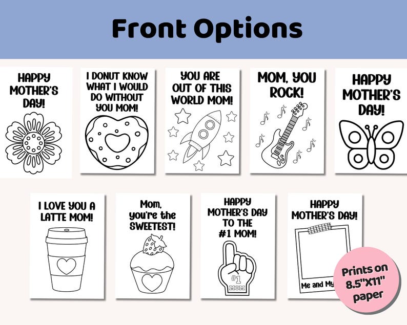Printable Mother's Day Cards for Kids, DIY Color and Personalize for ...