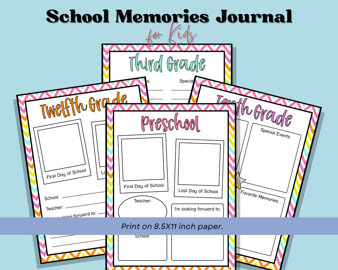 School Memories Journal, Bright Colors, Instant Download - Etsy