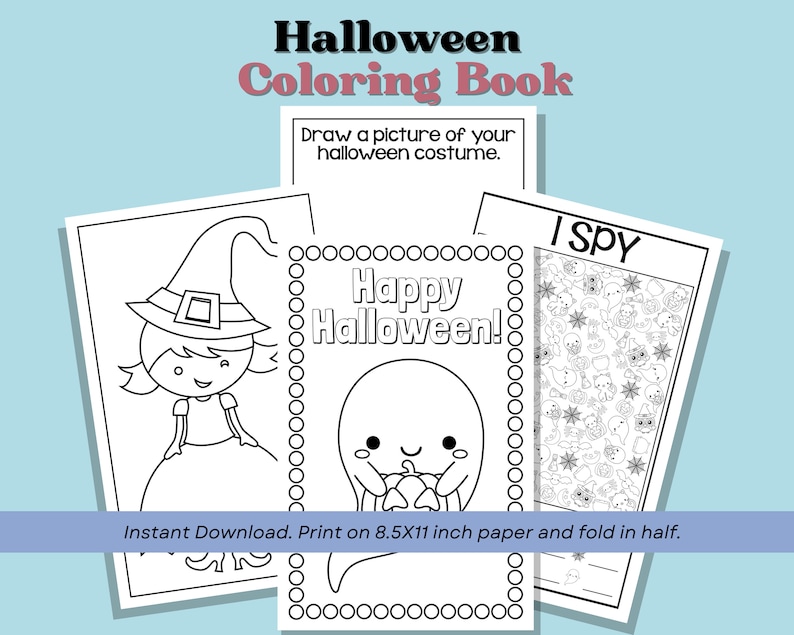 Halloween Coloring Book, Instant Download - Etsy