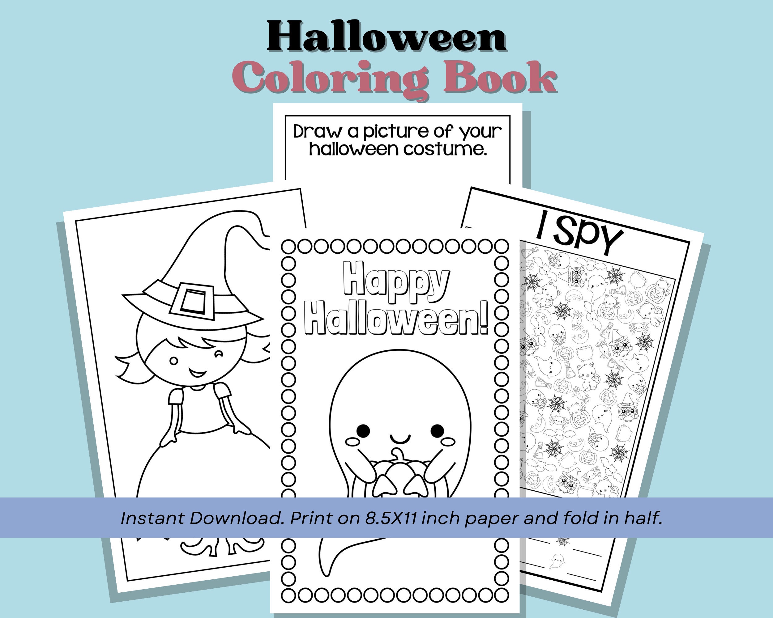 Halloween Coloring Book, Instant Download - Etsy