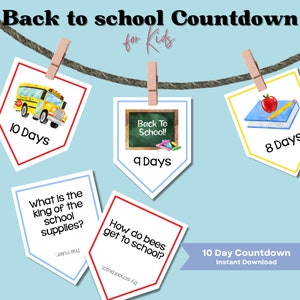 Back to School Countdown Banner, Kid's Jokes, Instant Download - Etsy