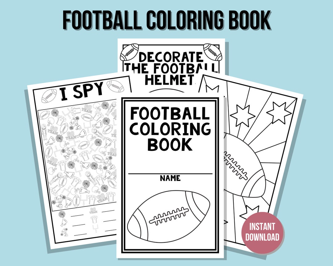 Football Coloring Book, Instant Download - Etsy